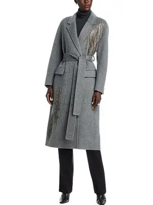 Kobi Halperin Embellished Wool Blend Coat - Grey