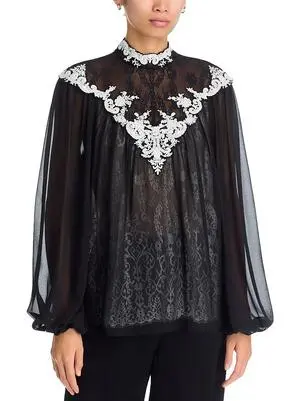 Kobi Halperin Teagan Embroidered Blouse - Black