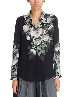 Kobi Halperin Printed Silk Blend Blouse - Black Multi