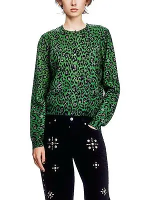 Anna Sui Jaguar Print Knit Cardigan - Jade Multi