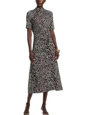 Hugo Boss Endre" Print Viscose Blend Jersey Dress - Mole Dot