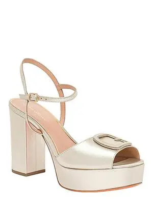 Santoni Laminated Leather High-heel Platform Sandals - Gold
