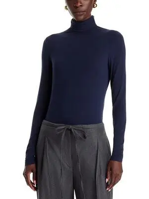 Lafayette 148 New York Elongated Fitted Turtleneck Top - Ink