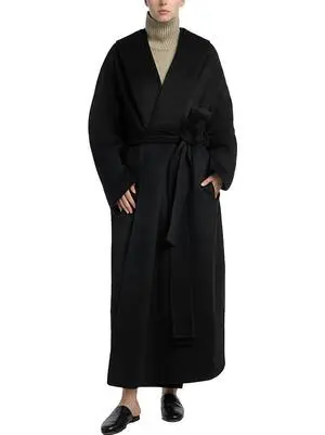 TOTEME Belted Hooded Wool Coat - Black