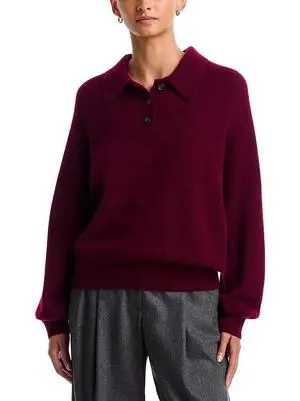 LISA YANG Lisa Yang Etta Cashmere Collared Sweater Deep Plum