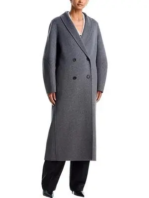 LISA YANG Double Shawl Wool & Cashmere Coat - Mid Grey