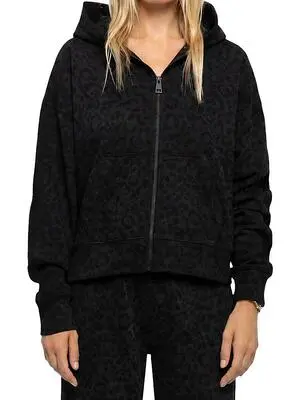 Zadig&Voltaire Cotton Leopard Print Full Zip Hoodie - Carbone