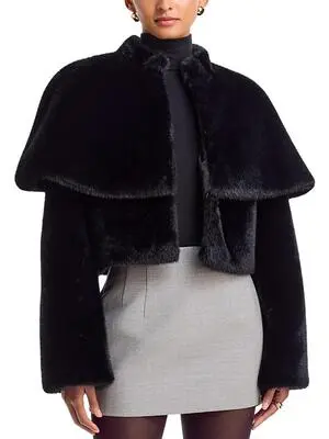 ET OCHS Et Ochs Faux Fur Cape Jacket Black