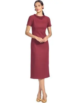 Sachin & Babi Reese Burgundy Knit Wool Column Dress - Malbec