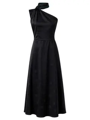 BAIJAN Obsidian Flow Silk Crepe Midi Dress - Black