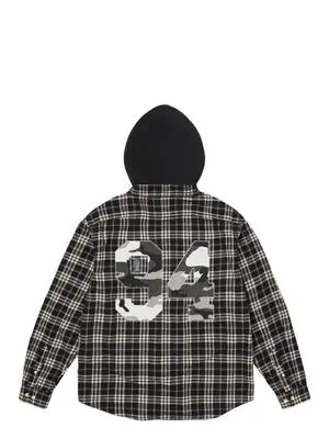 Supreme Appliqué Hooded Flannel Shirt - Black