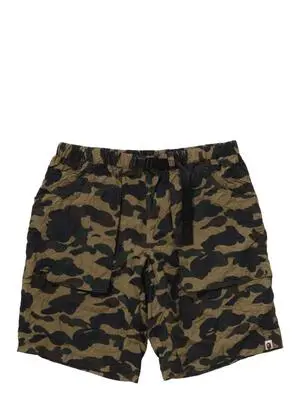 A BATHING APE Crinkle Effect Climbing Shorts - Green