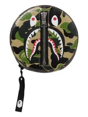 A BATHING APE Abc Camo Shark Coin Case - Green