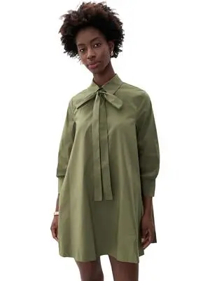 English Factory Bow Detail Shirt Dress - Olive