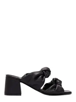 CLARA BARCELO Twist & Shout" Sculptural Leather Mules - Black
