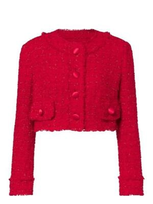 Dolce & Gabbana Cropped Cotton-blend Tweed Jacket - Red