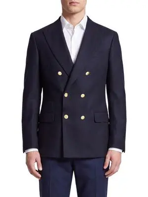 Brunello Cucinelli Slim Fit Double-breasted Wool And Cashmere Blazer - Blue