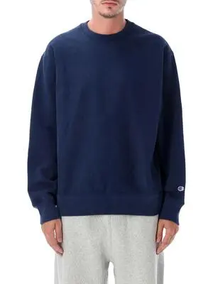 Champion Cotton Crewneck Sweatshirt With Dropped Shoulders Blue