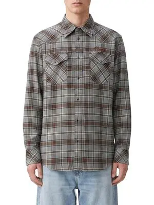 Acne Studios Long-sleeved Check Viscose Shirt With Flap Pockets Grey