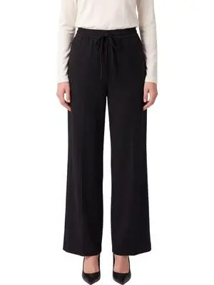 Max Mara Wide-leg Jersey Drawstring Waist Trousers - Black