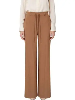 Max Mara Wide-leg Jersey Drawstring Waist Trousers - Hazel