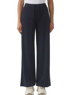 Max Mara Wide-leg Jersey Drawstring Waist Trousers - Navy