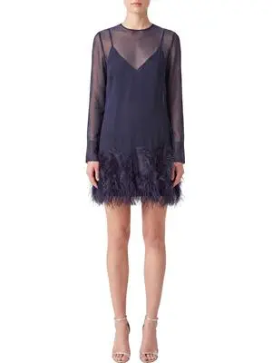 SEMICOUTURE Semicouture Feather Embellished Sheath Mini Dress