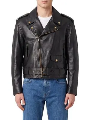 Balmain Smooth Leather Biker Jacket - Black