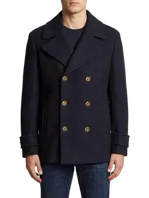 Balmain Double-breasted Virgin Wool Blend Caban Coat - Blue