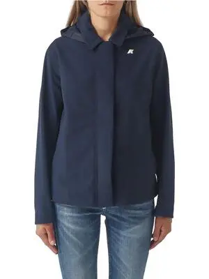 K-WAY K-Way Bleizou Hooded Waterproof Nylon Jacket With Contrast Logo Detail Blue 1