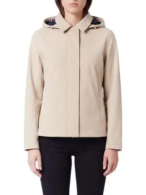 K-WAY Bleizou Hooded Waterproof Nylon Jacket With Contrast Logo Detail - Blue