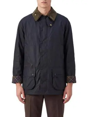 Barbour Beaufort Windproof Waxed Cotton Jacket With Velvet Collar - Blue