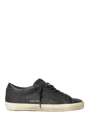 GOLDEN GOOSE Super-star Cow Leather Sneakers With Distressed Finish - Navy