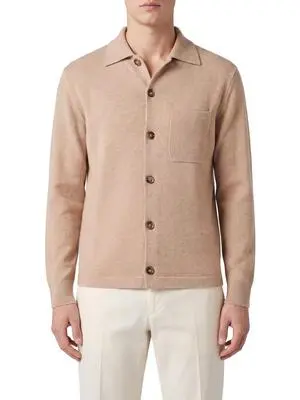 Canali Wool, Cotton And Cashmere Blend Long-sleeve Polo Shirt - Sand