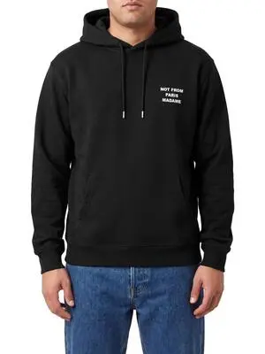 Drole De Monsieur Cotton Hoodie With Slogan Print - Black