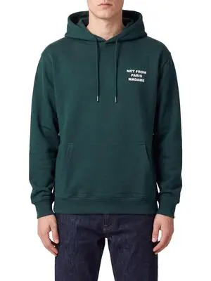 Drole De Monsieur Cotton Hoodie With Slogan Print - Green