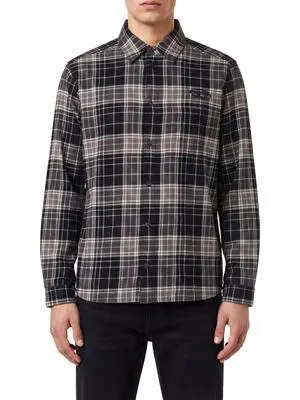 DIESEL® Check Cotton Shirt With Embroidered Oval D Logo - Black