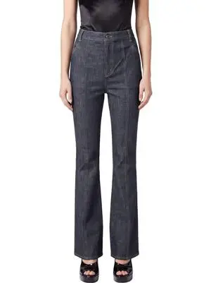 SELF-PORTRAIT High-waisted Flared Jeans In Stretch Cotton Denim - Blue