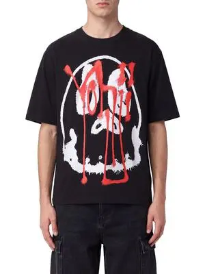 Y3 Short-sleeved Cotton T-shirt With Graphic Print - Black