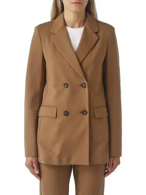 Max Mara Double Breasted Notched Lapel Jacket - Camel