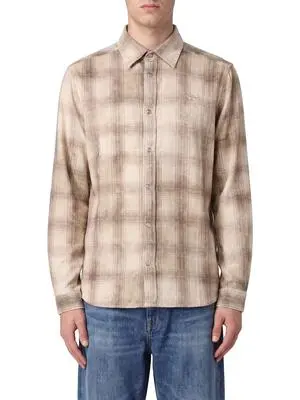 DIESEL® S-simply-jmcm Check Lyocell Shirt With Embroidered Oval D Logo - Beige
