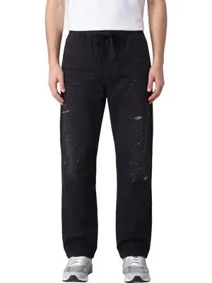 Acne Studios Wide-leg Abstract Print Cotton Jeans - Black