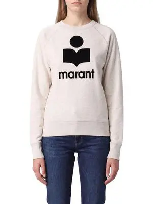 Isabel Marant Étoile Isabel Marant Etoile Cotton-Blend Crewneck Sweatshirt With Flocked Logo Ecru