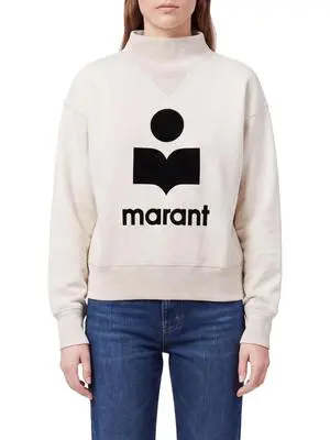 Isabel Marant Étoile Flocked Logo Cotton-blend Mock Neck Sweatshirt - Ecru