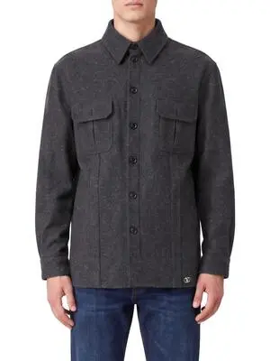 Valentino Garavani Wool And Silk Blend Shirt Jacket With Patch Pockets - Grey