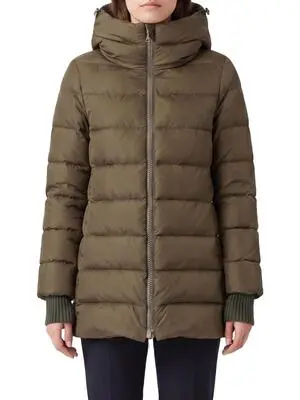 Herno A-shape Water-repellent Nylon Hooded Down Jacket - Green