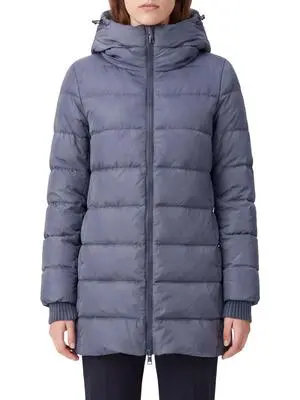 Herno A-shape Water-repellent Nylon Hooded Down Jacket - Grey