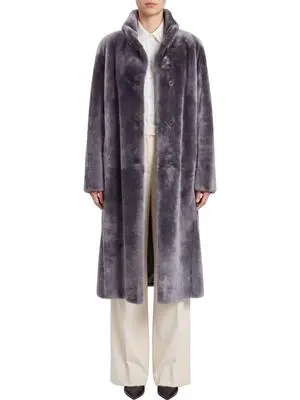 Giorgio Armani High Neck Lamb Shearling Coat - Brown