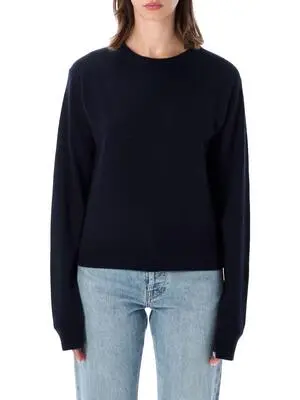 Extreme Cashmere Extreme Cashmere Dropped Shoulder Crewneck Jumper In 100% Cashmere Navy
