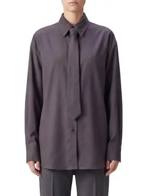 THE FRANKIE SHOP Shirt With Tie Detail - Brown